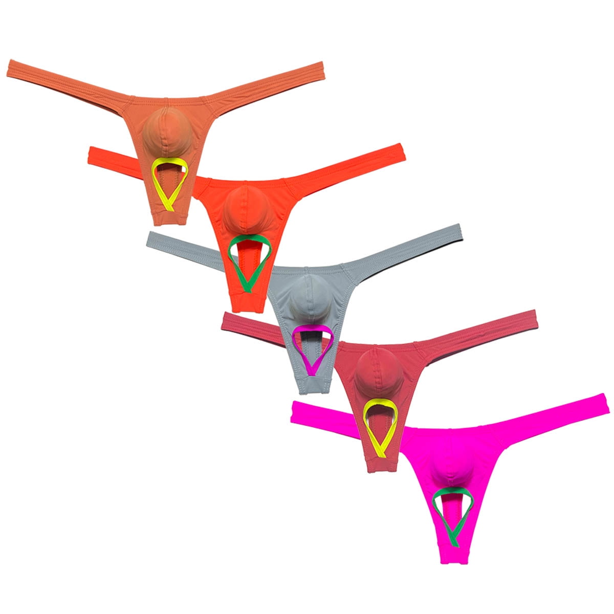 Botmois 5PACK Men's Micro Briefs Heart Cutouts Thongs Low-rise Pouch ...