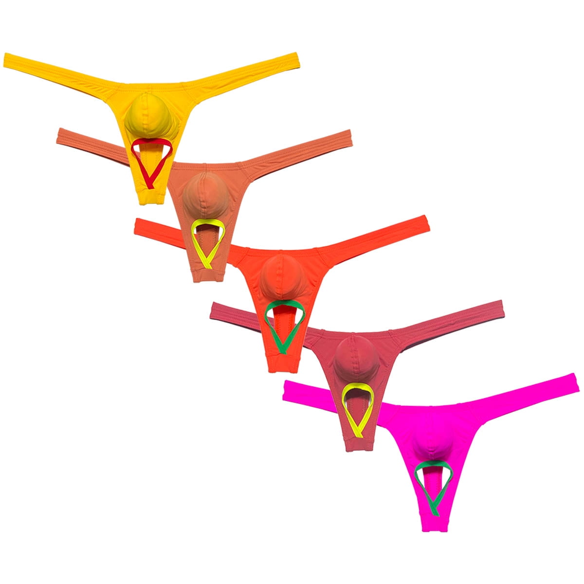 Botmois 5PACK Men's Micro Briefs Heart Cutouts Thongs Low-rise Pouch ...