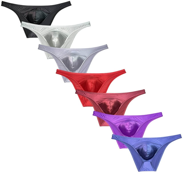 Botmois 7 PACK Men's Low-rise Triangle Briefs Dropped Pouch Thongs ...