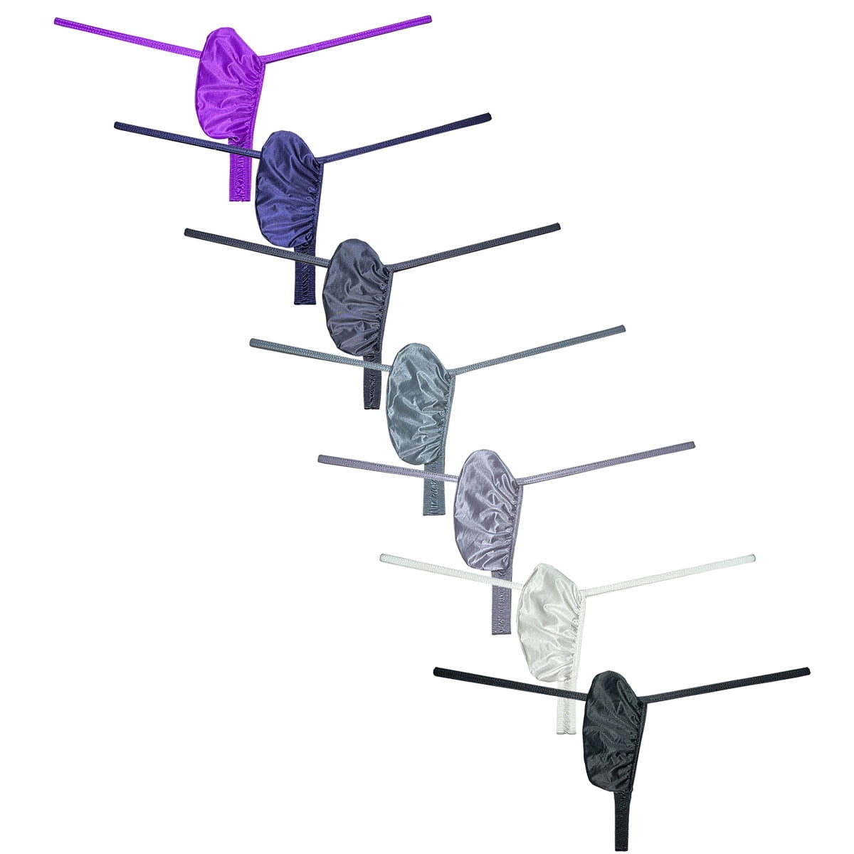 Botmois 7 PACK Men's Micro Thongs Sexy Low-rise G-String Shiny String ...