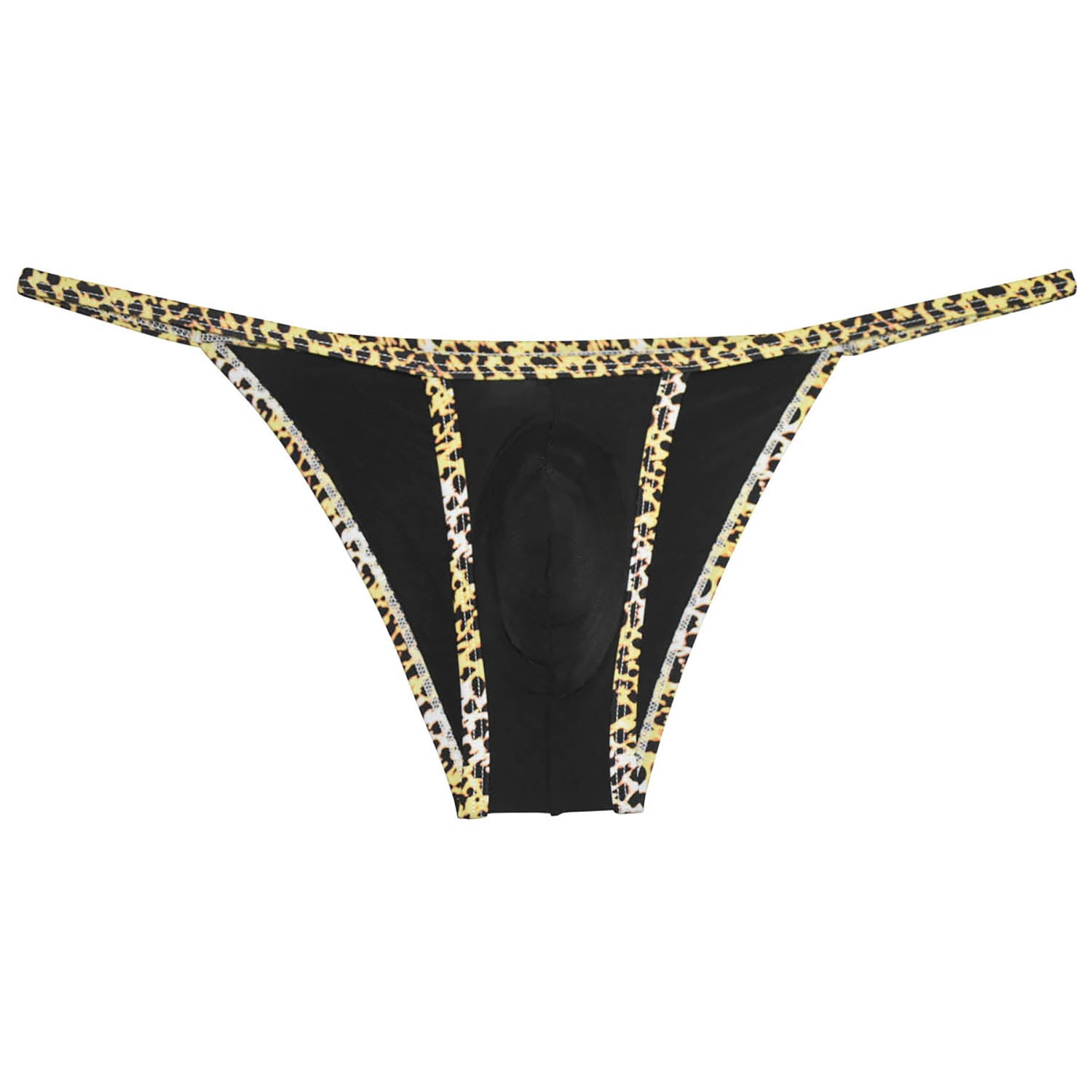 Botmois Men's Leopard Bordered Ice Silk Bikini G-String Underwear Sexy ...