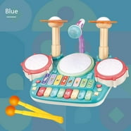 Prextex Musical Toy Drum Set with Mic, Lights, Adjustable Sound, Bass ...