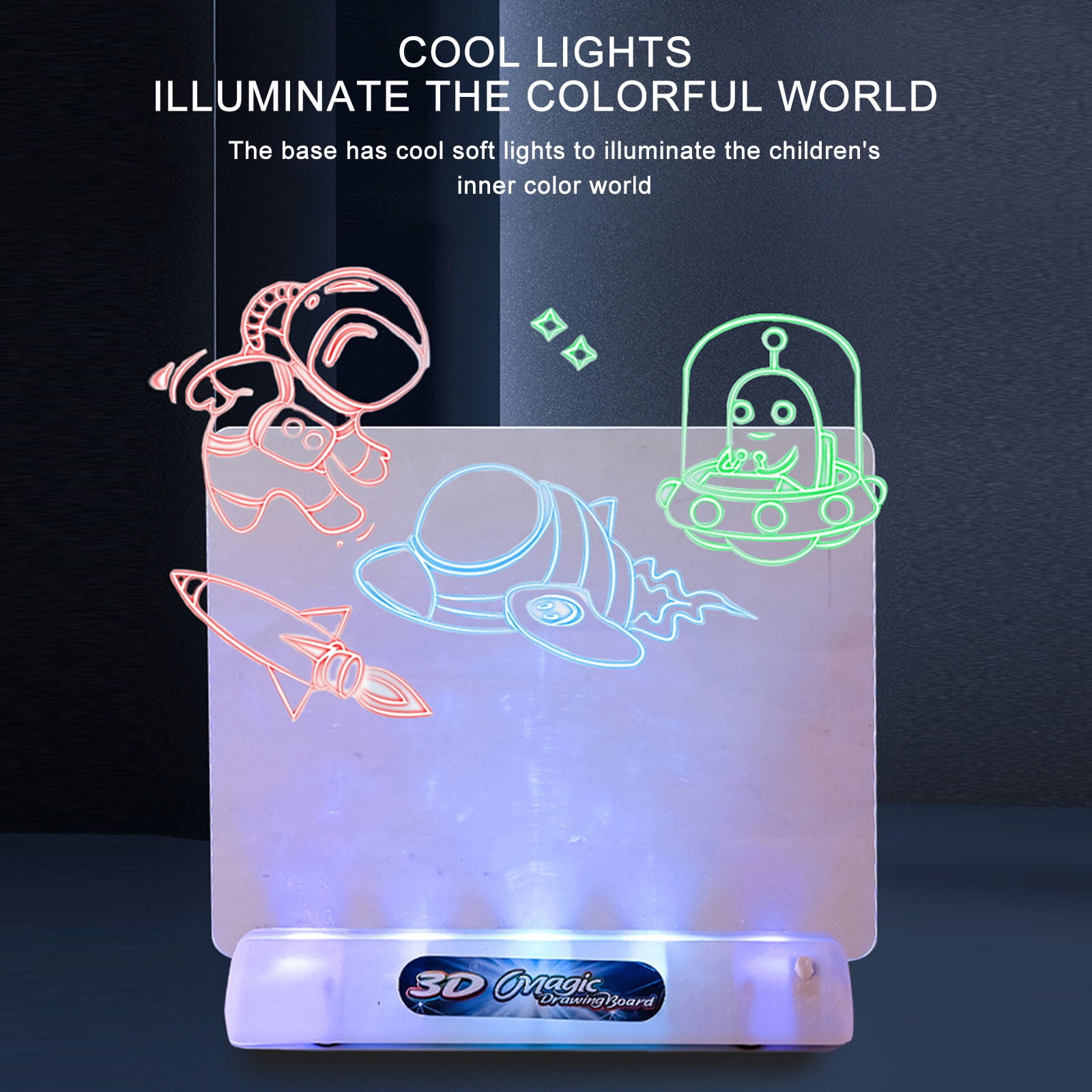 Botrong Kids Magic 3D Light Board, Colorful 3D Drawing Board for Child ...