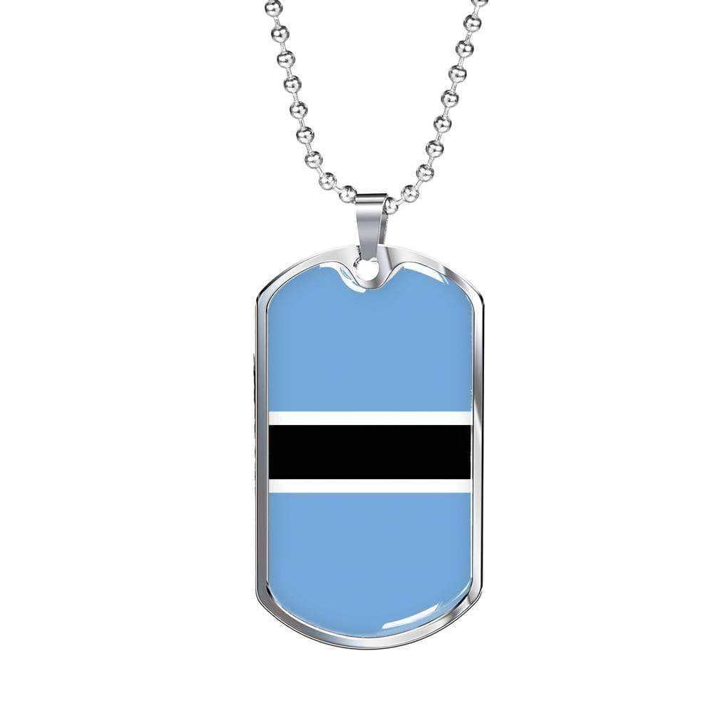 Botswana Flag Necklace Stainless Steel or 18k Gold Dog Tag 24 ...