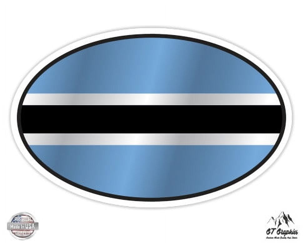 Botswana Flag Oval - 7" Vinyl Sticker - For Car Laptop I-Pad ...