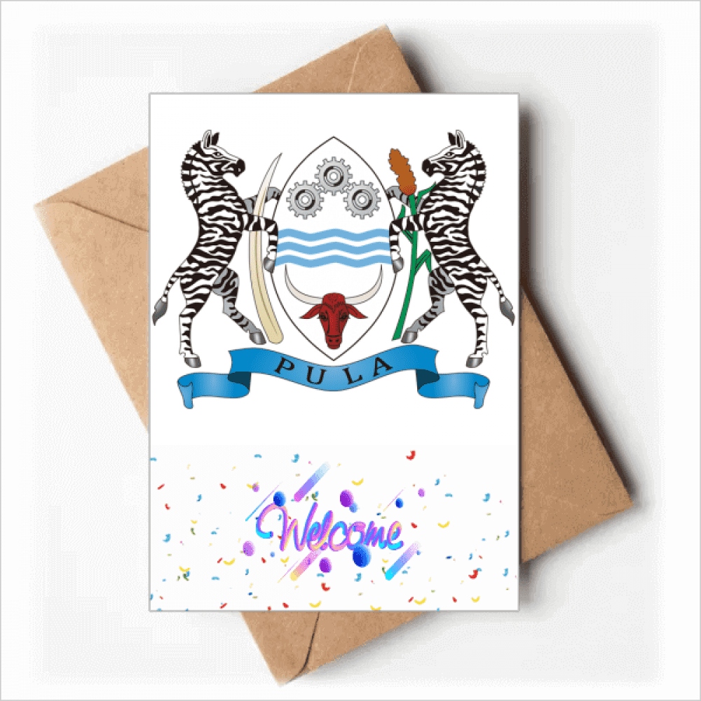 Botswana National Emblem Country Welcome Back Greeting Cards Envelopes ...
