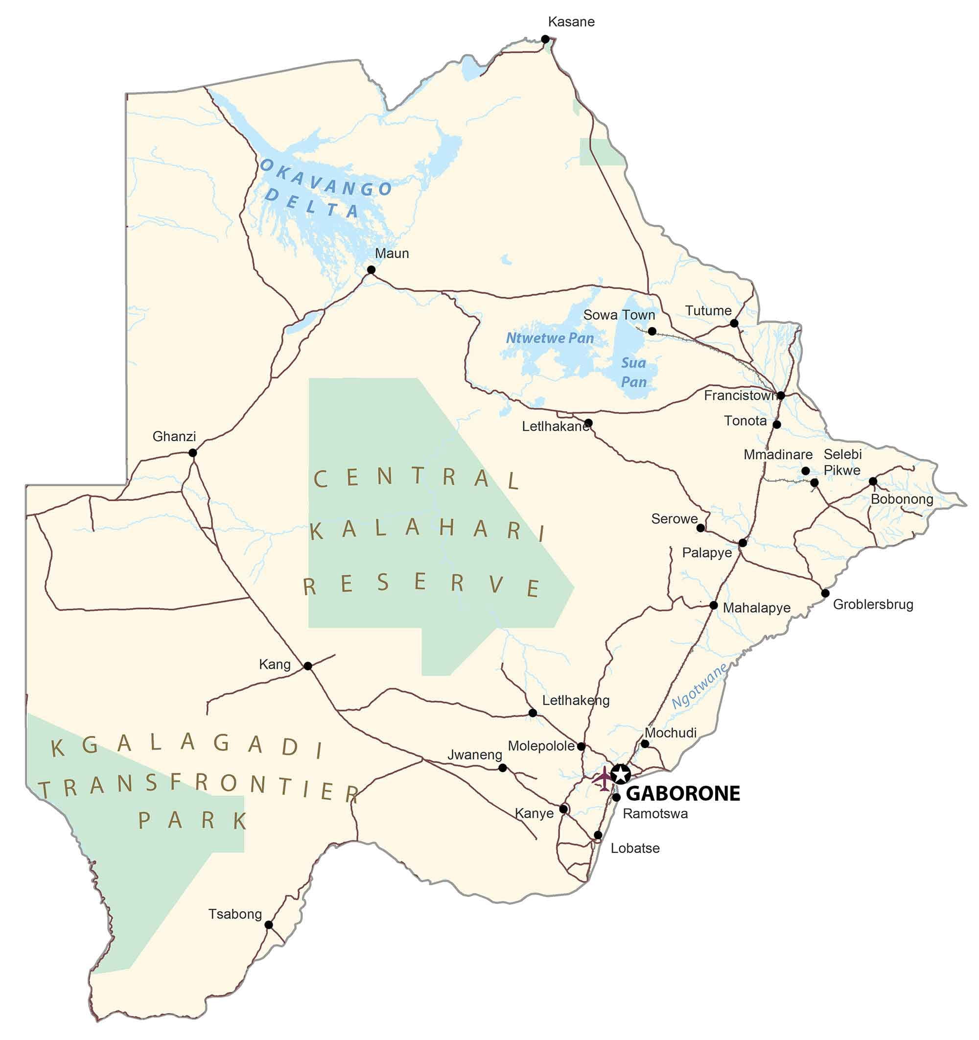 Botswana Road Map GLOSSY POSTER PICTURE PHOTO PRINT BANNER ...