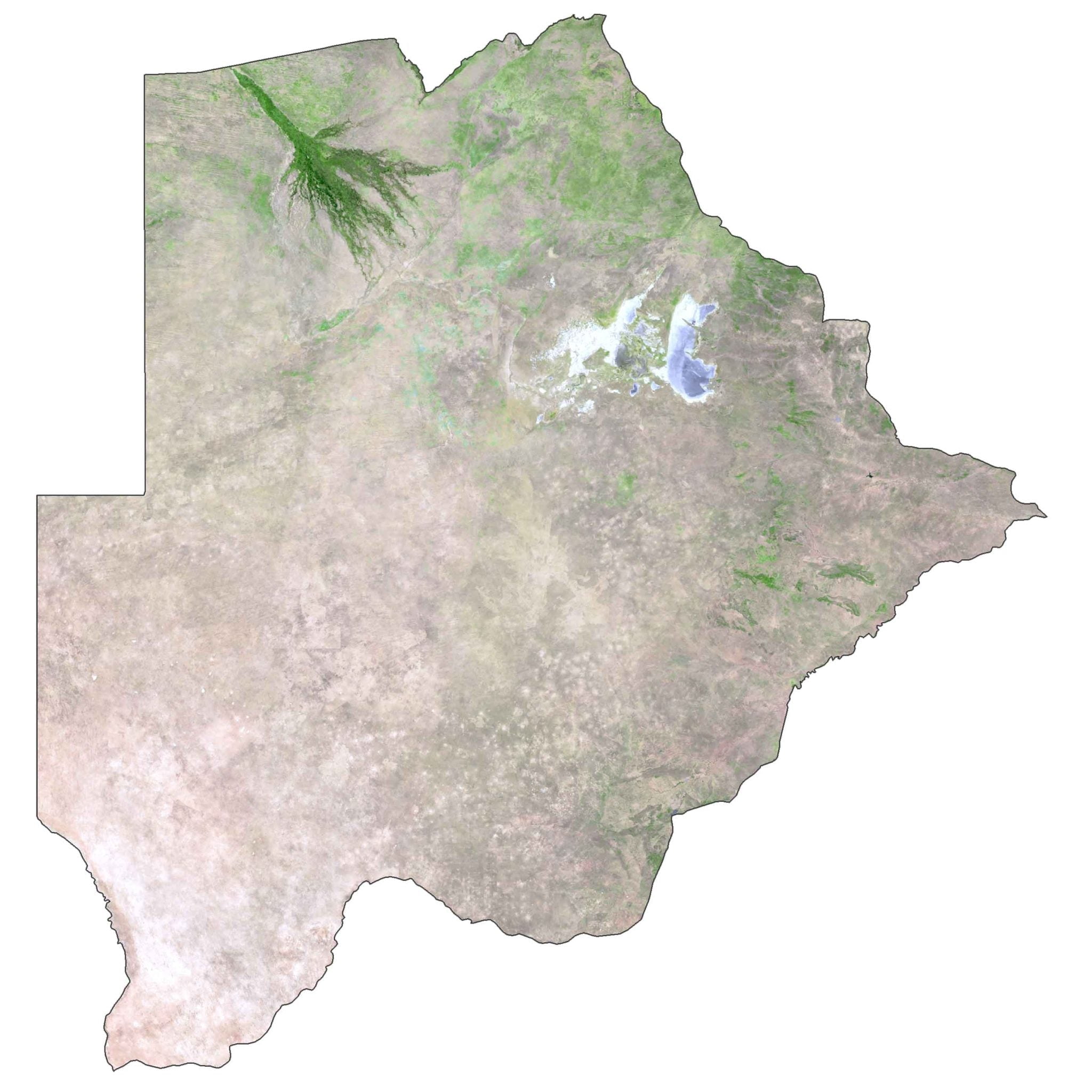 Botswana Satellite Map GLOSSY POSTER PICTURE PHOTO PRINT BANNER ...
