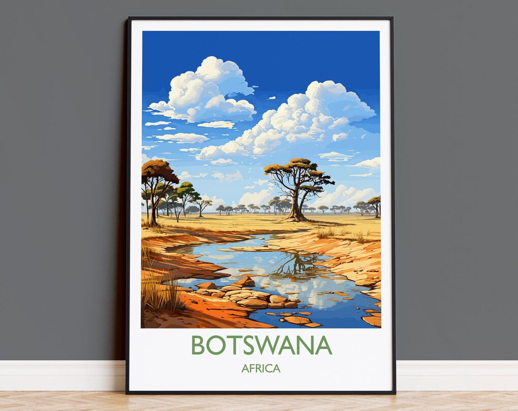 Botswana Travel Poster Wall Art, Travel Print Of Botswana, Botswana ...
