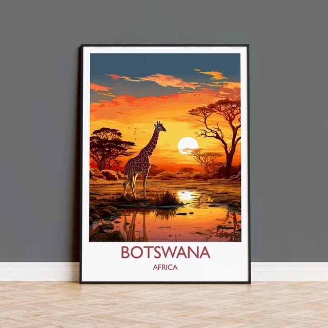 Botswana Travel Print, Travel Poster Of Botswana, Botswana Gift ...