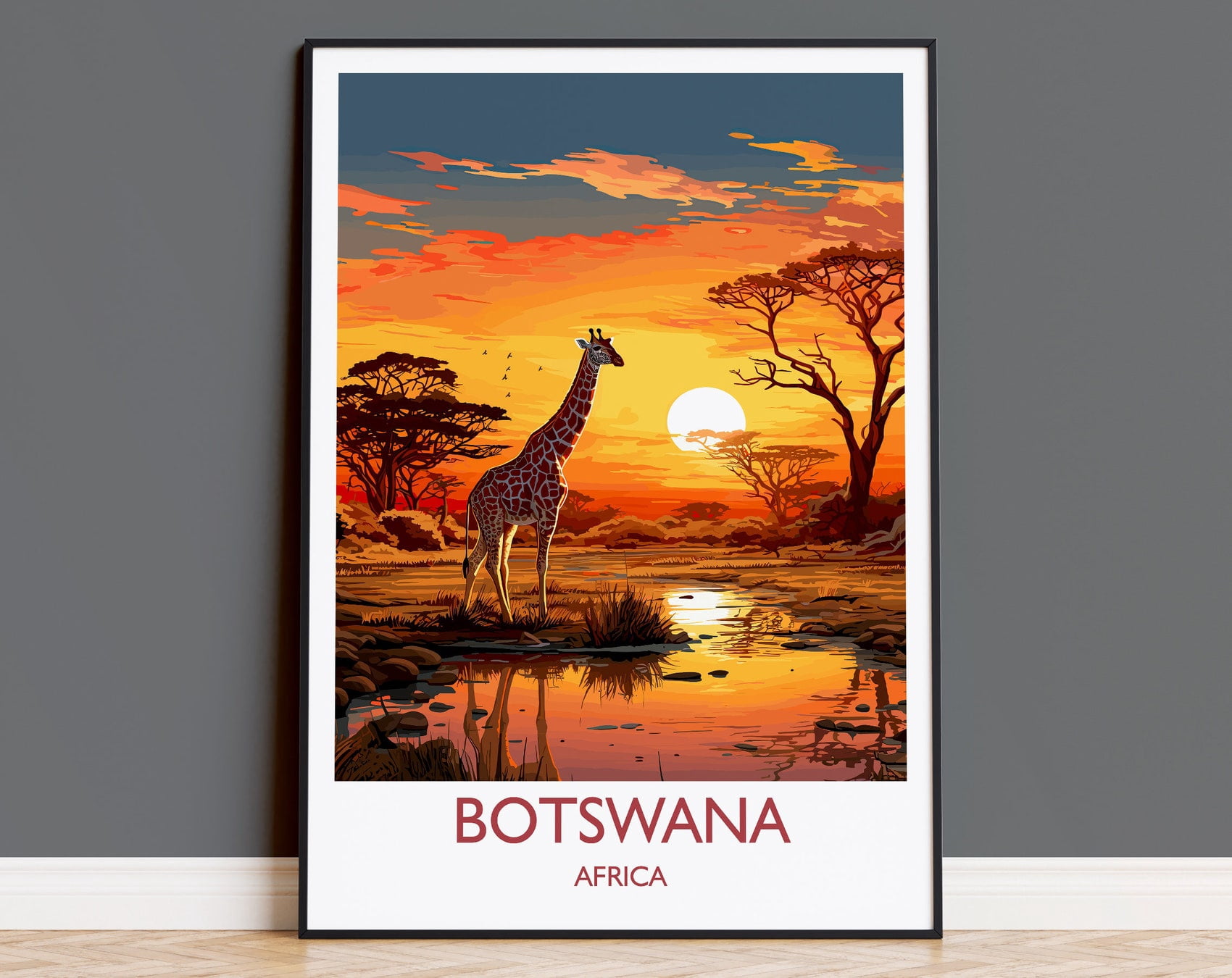 Botswana Travel Print, Travel Poster of Botswana, Botswana Gift ...