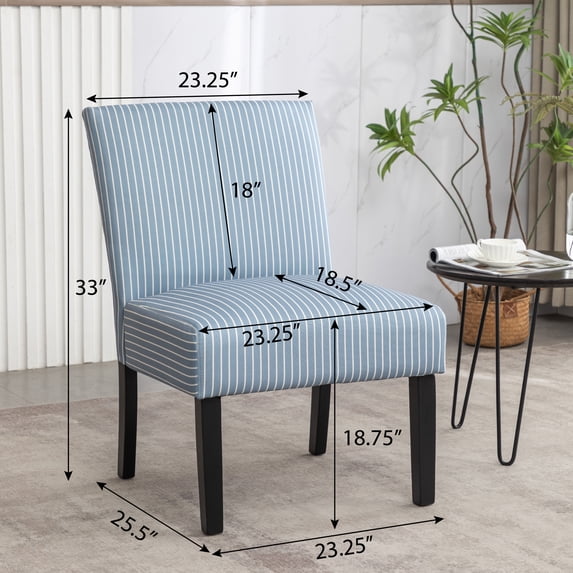 Botticelli Upholstered Slipper Accent Chair with Blue Stripe Pattern ...