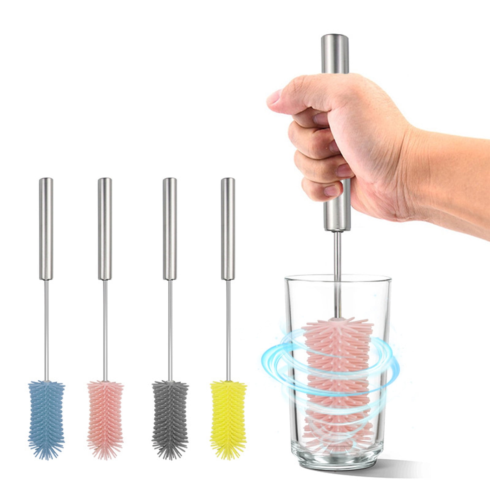 Bottle Brush Cleaner with Silicone Bristles and Hooks, 15 Inch Long ...