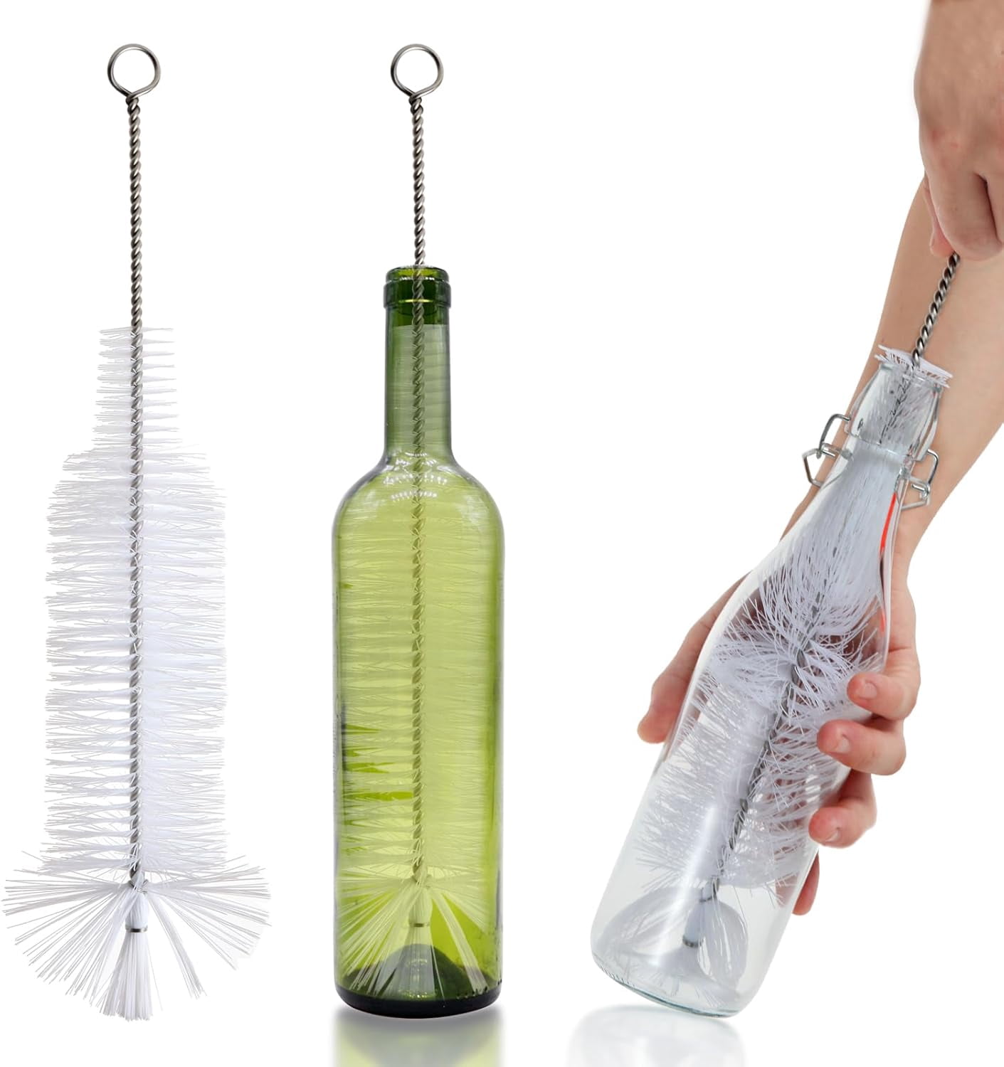Bottle Brush - Ideal for Cleaning Narrow Neck Swing Top Glass, Brewing ...