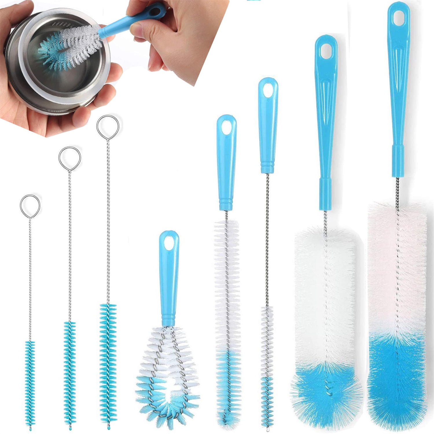 Bottle Cleaning Brush Set,Happon 8 Pack Nylon Bottle Cleaner Set, Long ...