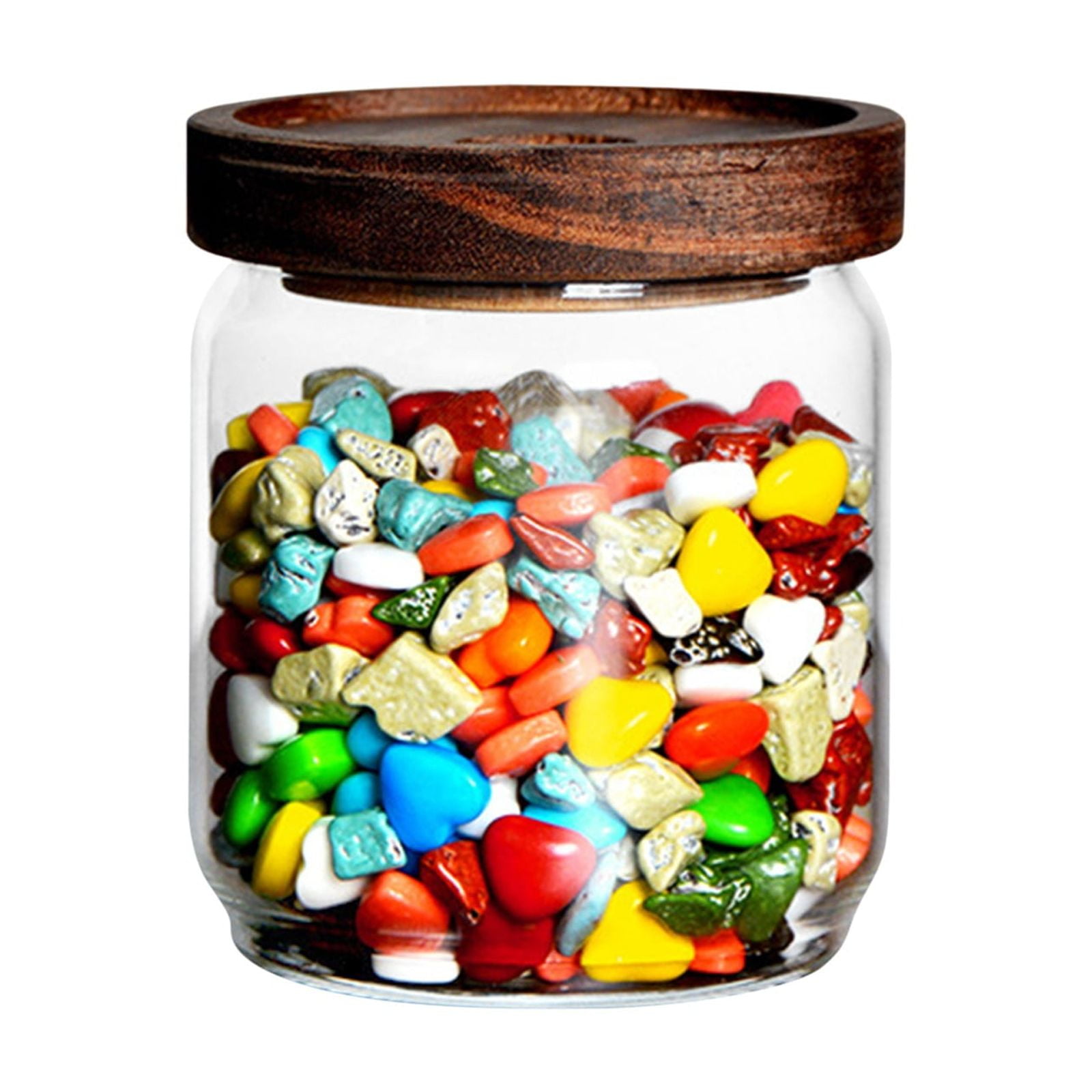 Bottle Containers Glass Storage Jar with Wood Lids Airtight Sealed ...