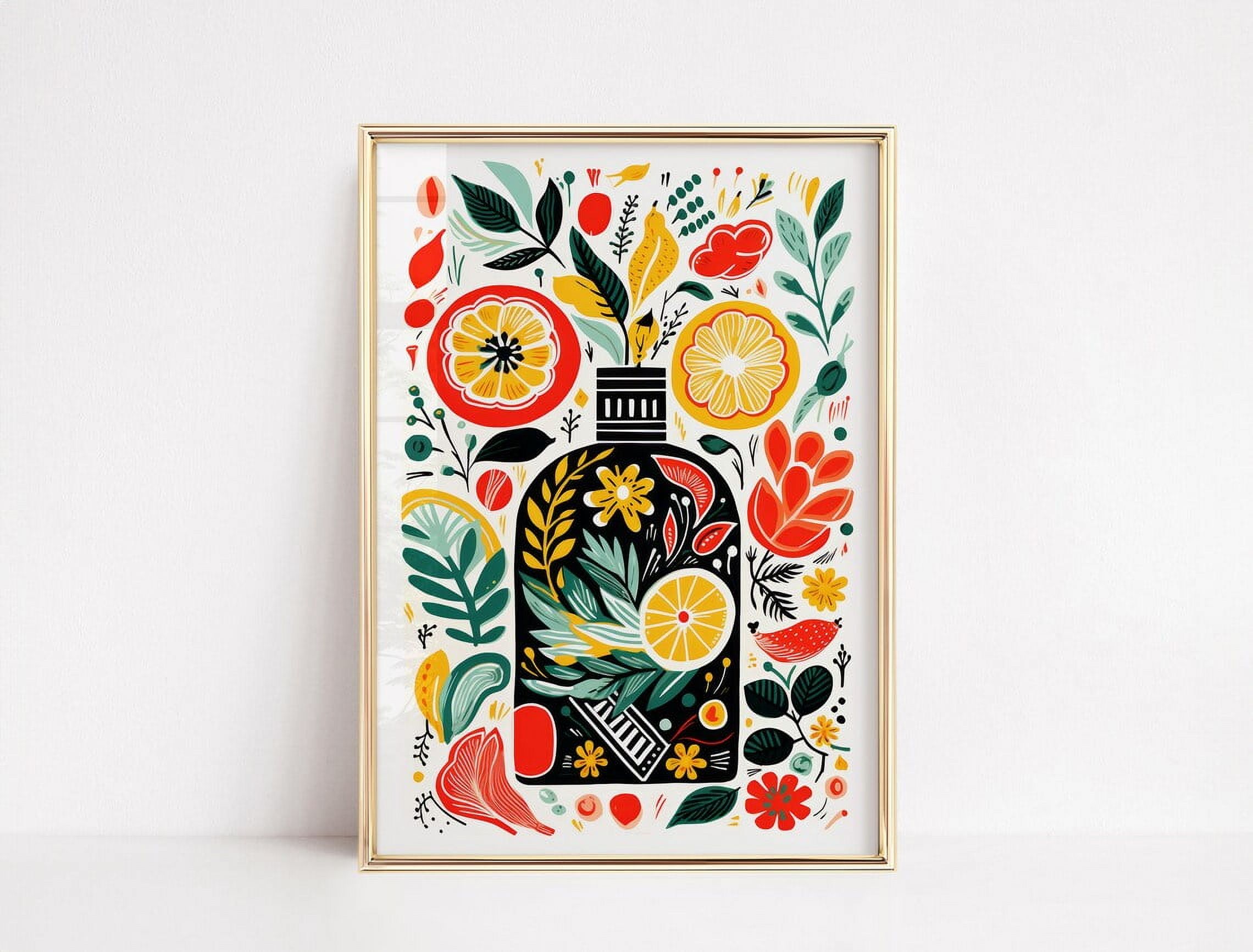 Bottle Drink Bar Cart Poster, Kitchen Fun Home Art, Eclectic Wall Art ...