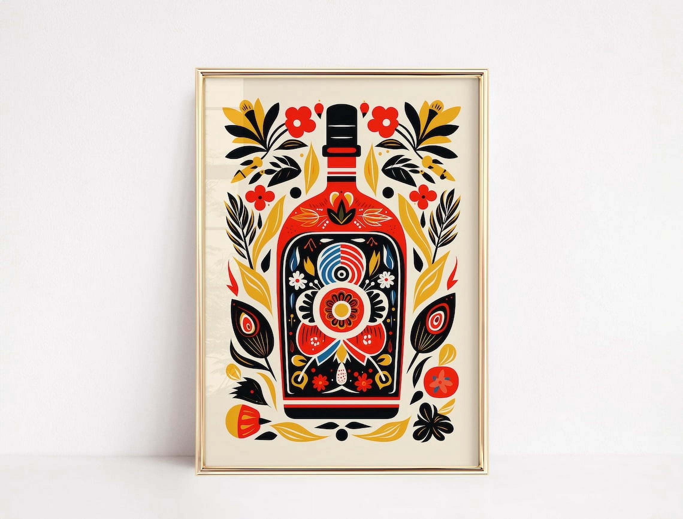 Bottle Drink Bar Cart Poster, Kitchen Fun Home Art, Eclectic Wall Art ...