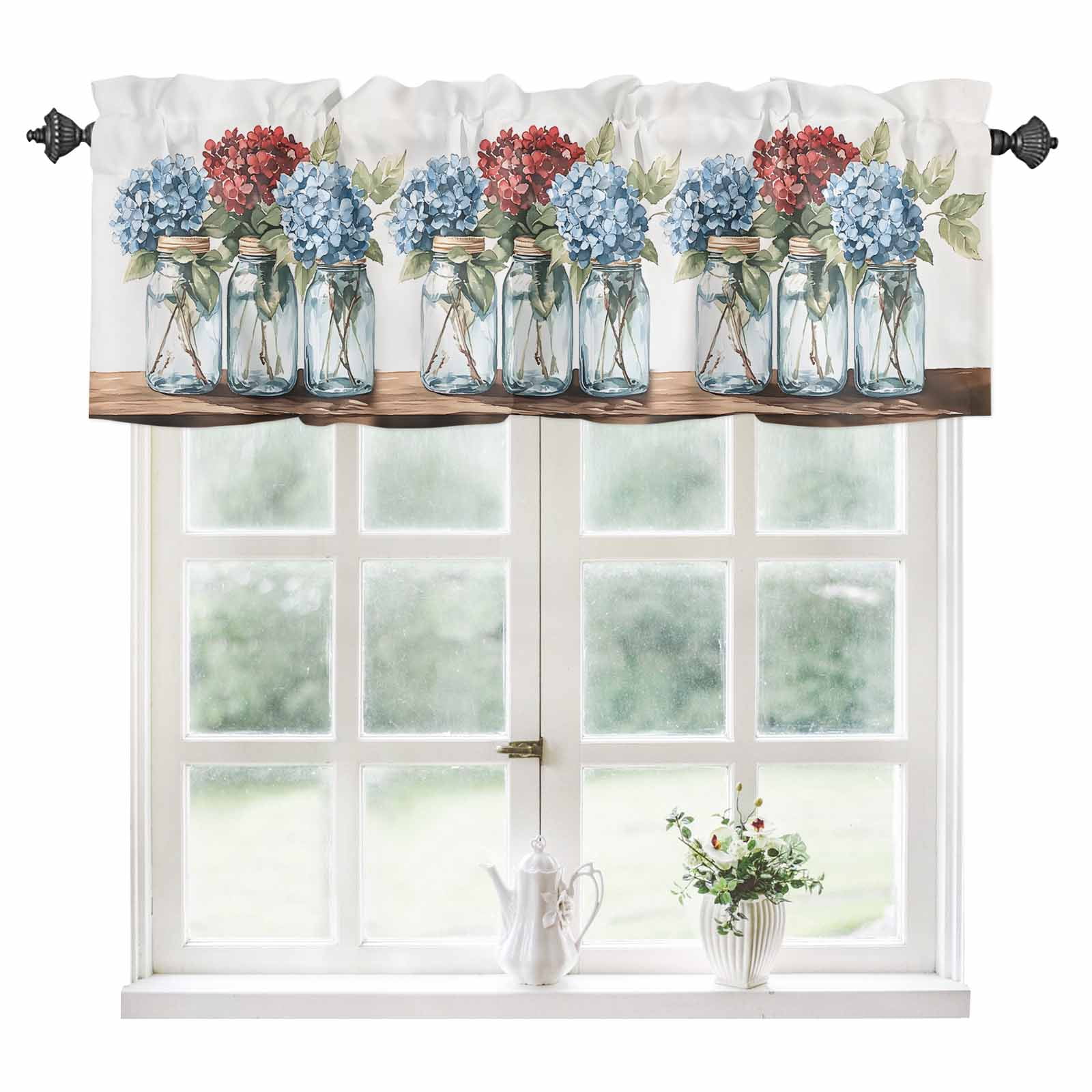 Bottle Flower Kitchen Valances for Windows 60x18 Inch Kitchen Curtains ...