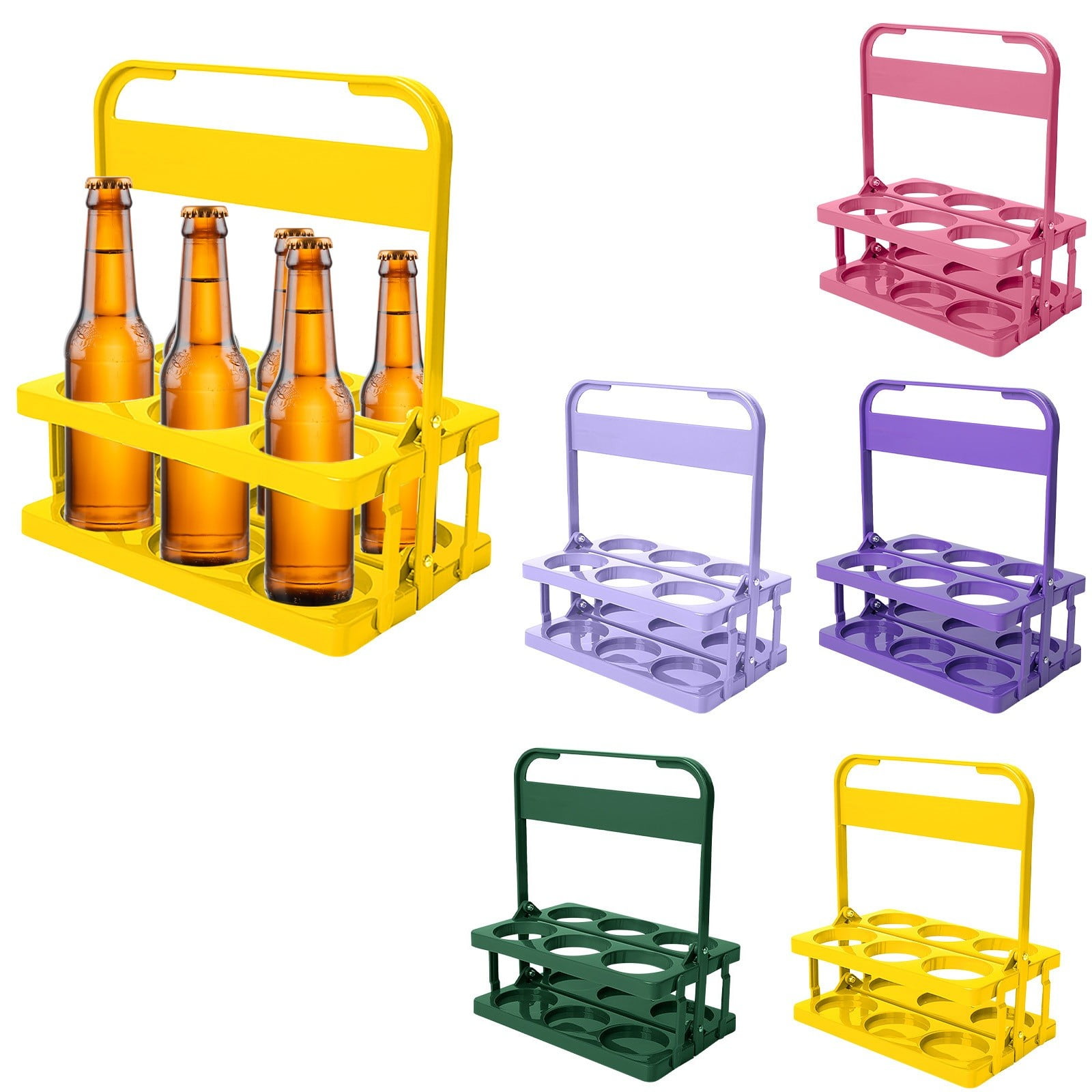 Bottle Holder Basdi Foldable Plastic Beer Rack - Portable 6-Bottle ...