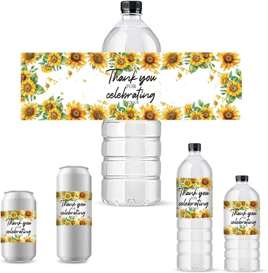 Bottle Label Adhesive Stickers Rectangle Sunflower 216x64mm - Walmart.com