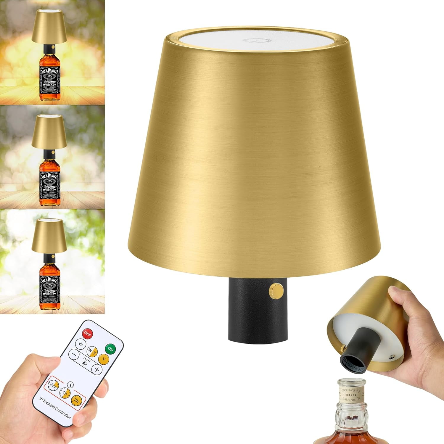 Bottle Lamp, Wireless Wine Bottle Lights with Remote 3 Color ...
