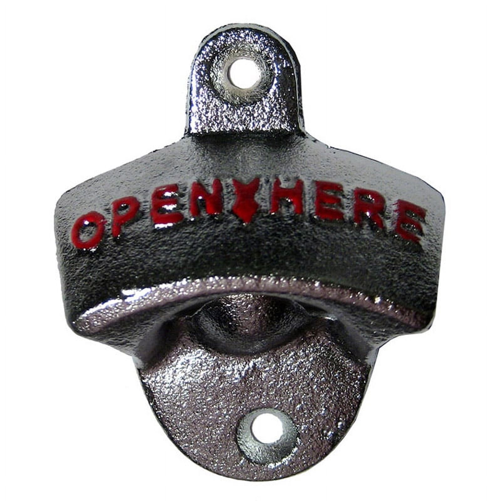 Bottle Opener Open Here Beer Iron Cast Wall Mount Metal Cap Bar Pub ...