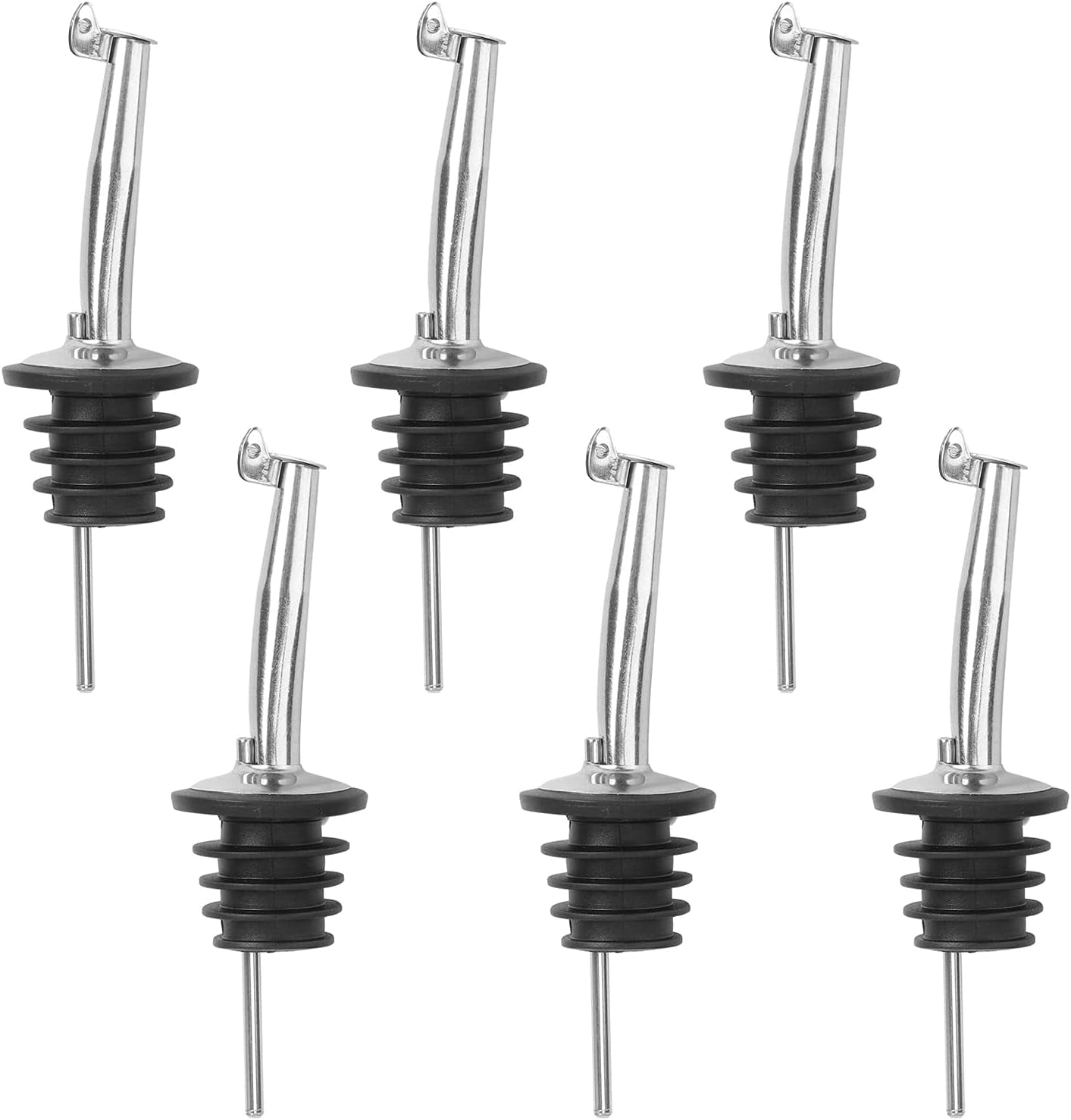 Bottle Pourers,6 pcs Stainless Steel Speed Pourer with Hinged Flip Top ...