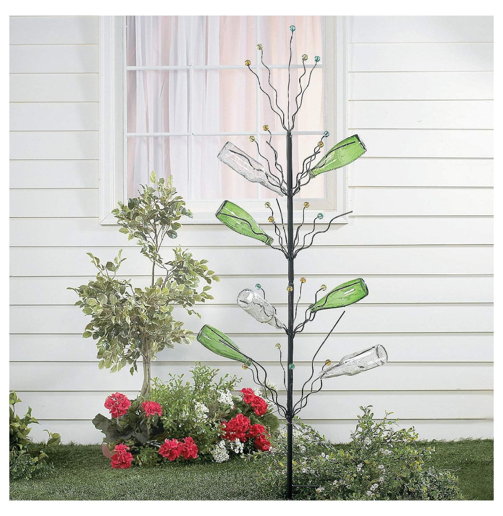 Bottle Tree, Stands Almost 4 Feet Tall - Metal with Plastic Tips - for ...