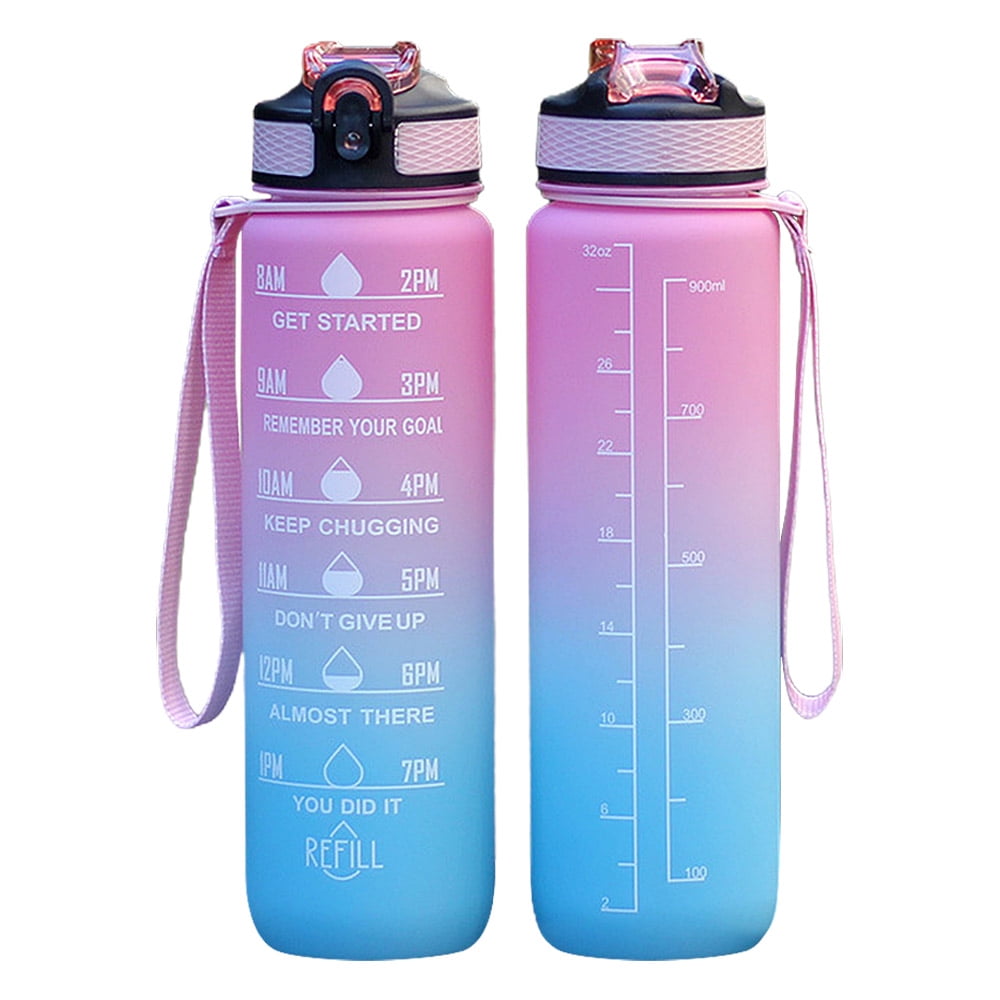 Bottle with Times to Drink and Straw, Motivational Drinking Water Bottles with Carrying Strap ...