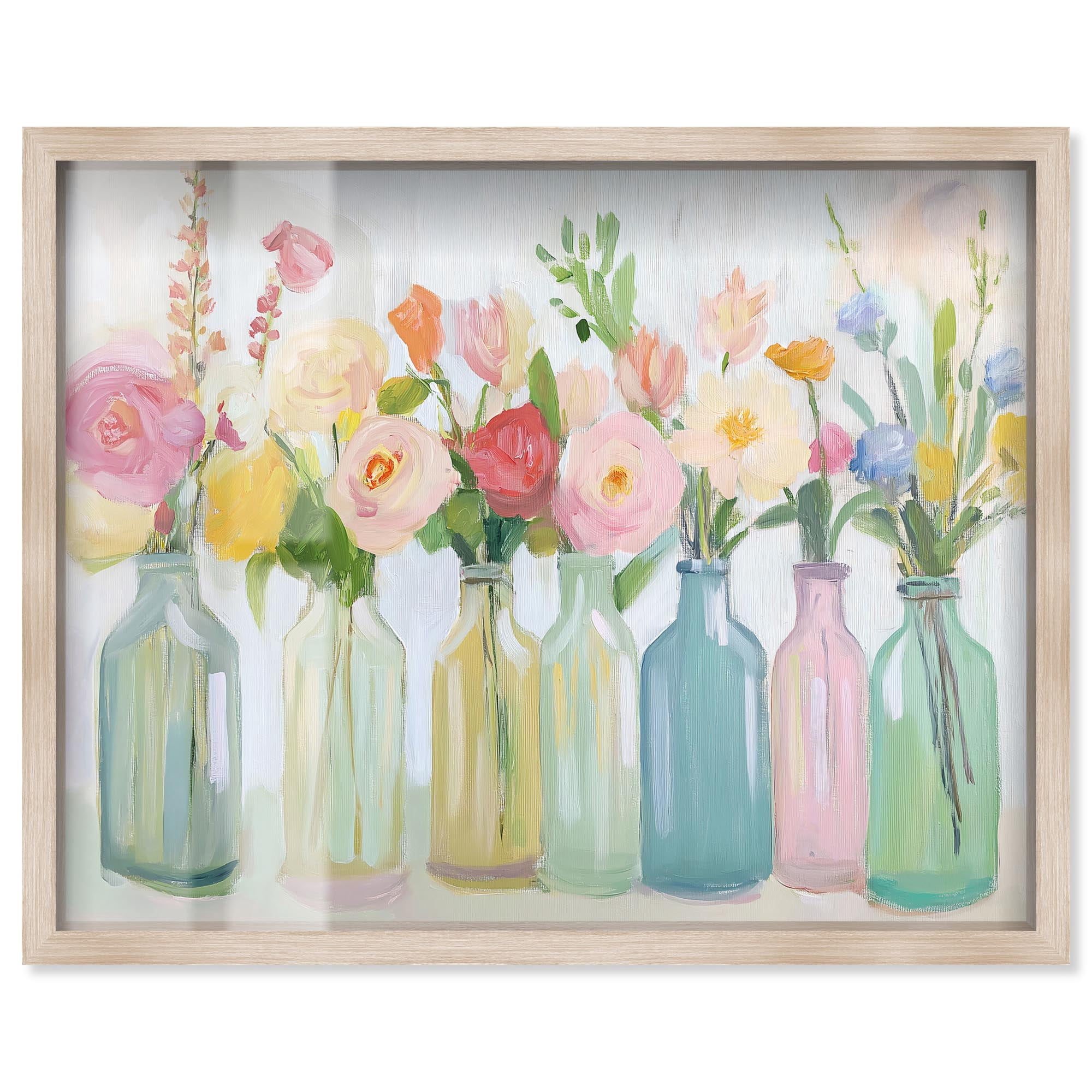 Bottled Blooms Shadowbox Print Farmhouse Floral Art by Art Remedy ...