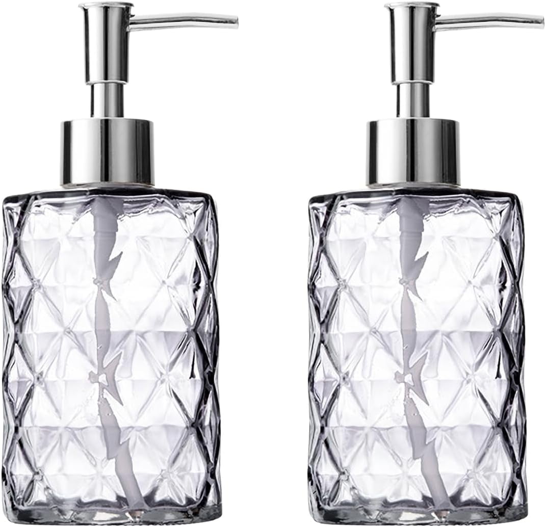Bottled Soap Dispenser, 2 of Glass Soap Dispenser with Stainless Steel ...