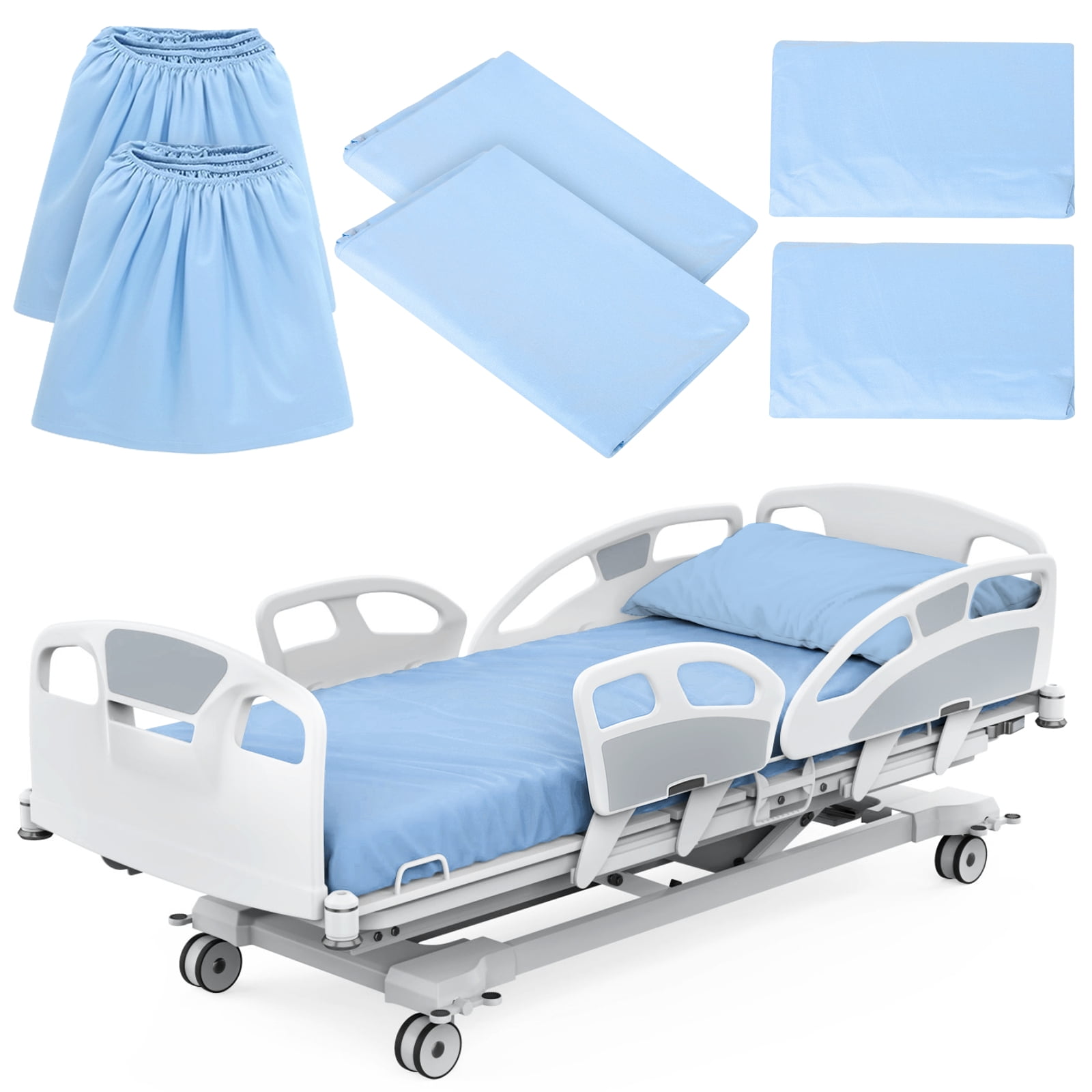 Bottlepic 6 Pcs Hospital Bed Sheets Set, Includes 2 Fitted Sheet ...