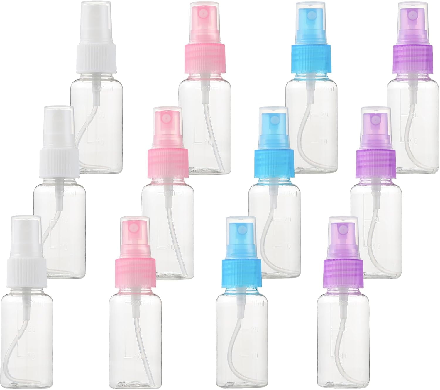 Bottles 30ml/1oz, 12 Clear Empty Fine Mist Mini Travel Bottle Set ...