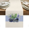 Bottles Floral Table Runner Purple Striped Farmhouse Burlap ...