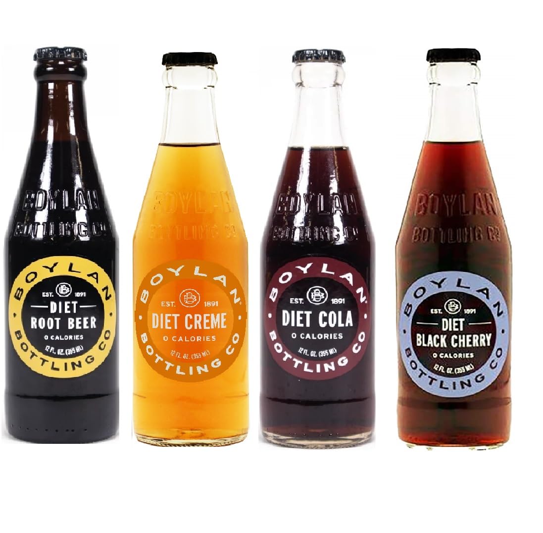 Bottling Co. Cane Sugar Soda, Glass Bottle, 12 Fl Oz Variety Pack Diet (Cream Soda, Root Beer ...