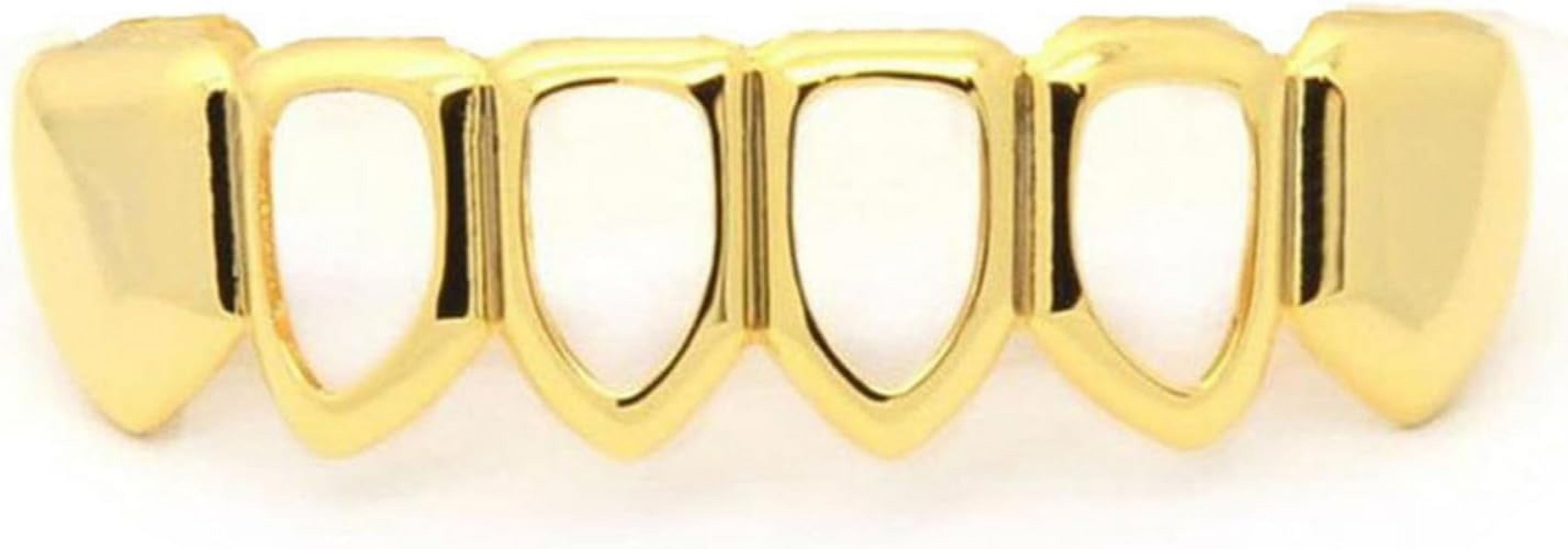 Bottom Grillz Rapper Costume Fit 18K Gold Plated Four Open Face Bottom ...