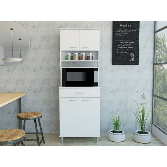 Bottom Storage for Pots and Pans, Top Spice Cabinet - Modern White ...