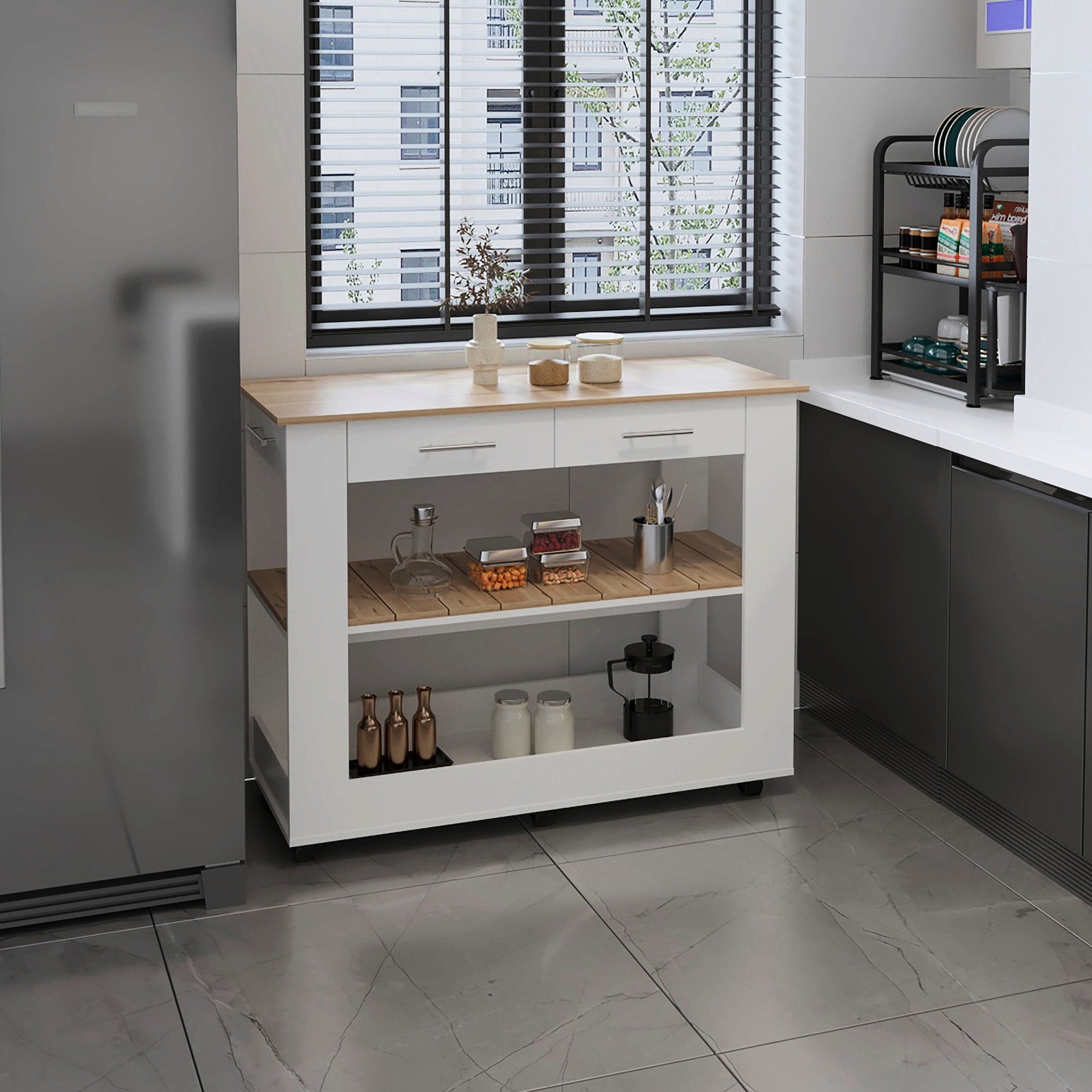 Bottom and Middle Shelves / Kitchen Storage for Groceries / Ample Space ...