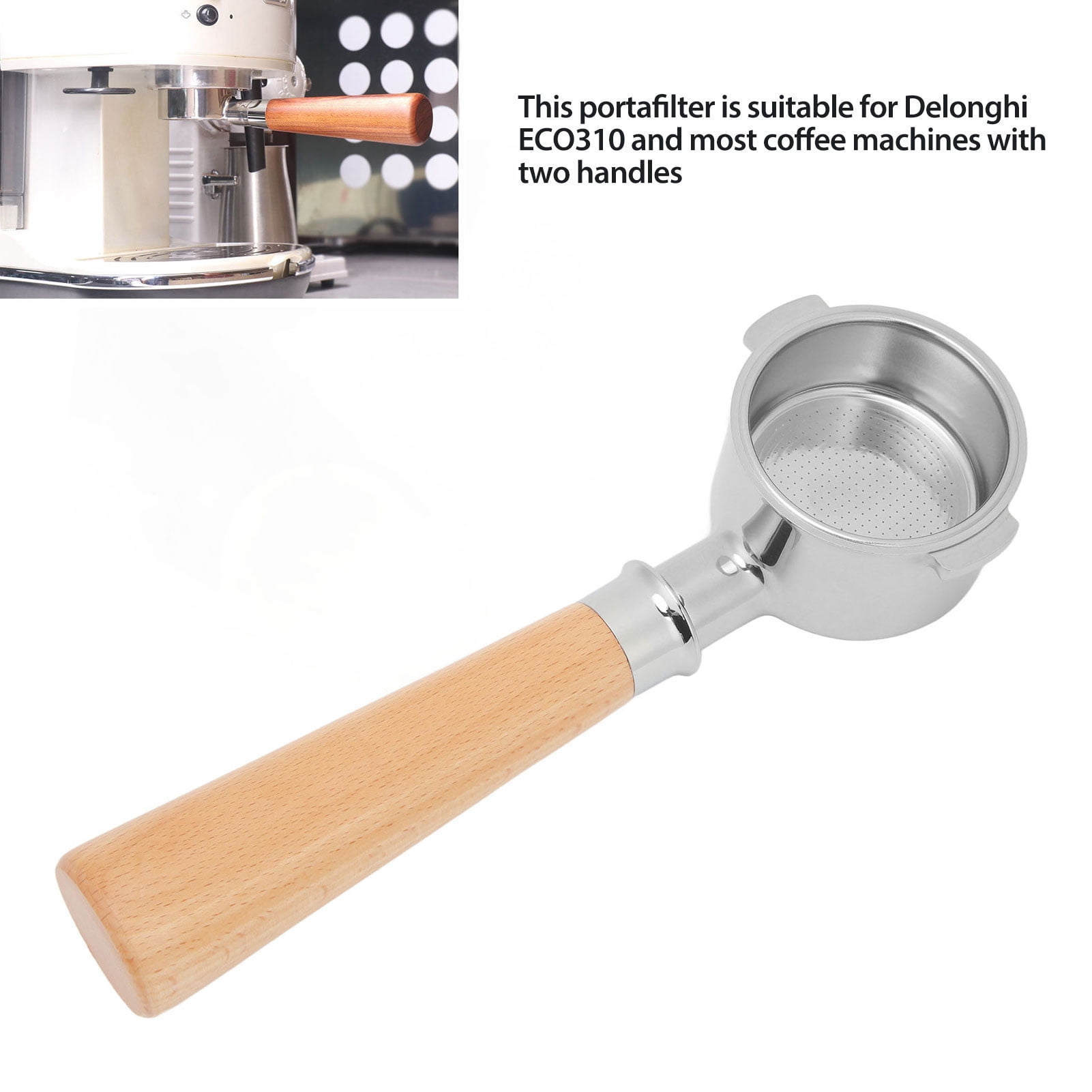 Bottomless 51mm Coffee Portafilter, Wooden Handle, Durable Stainless ...