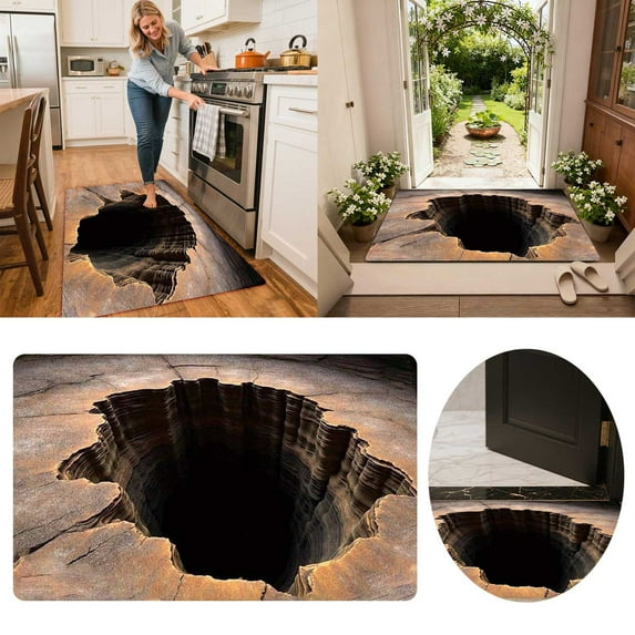 Bottomless Hole 3D Optical Illusion Rug 16x24 Inch, Front Door Mat ...