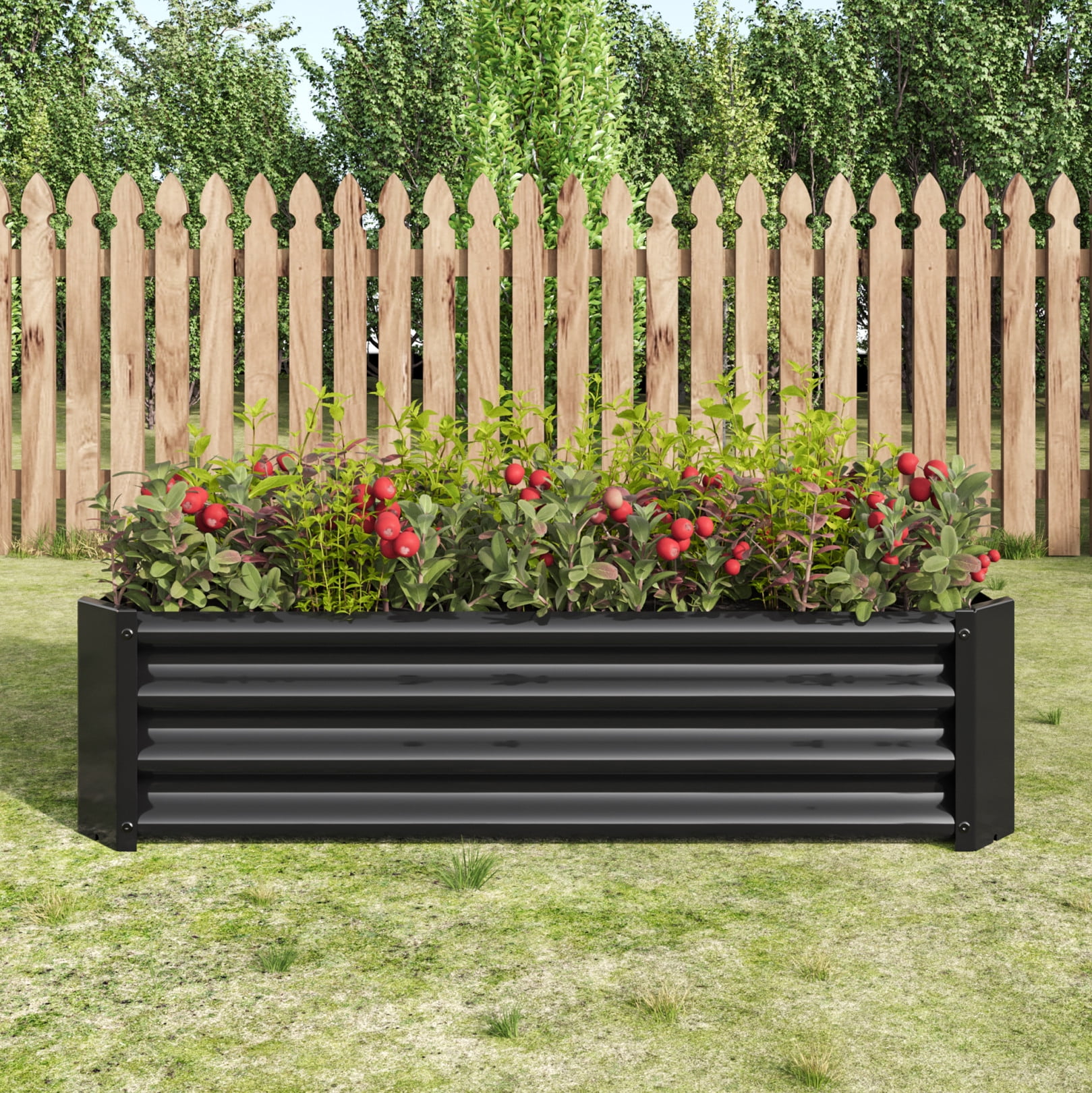 Bottomless Raised Garden Bed for Vegetable, Flower, Herb, Fruits, Outdoor Square Planter Garden ...