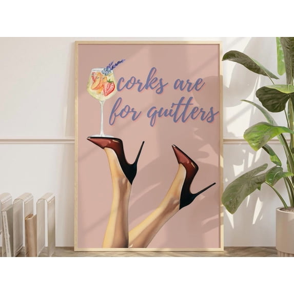 Bottoms Up Art Print Red Boot Martini Wall Art Bar CArt Femme Fatale ...