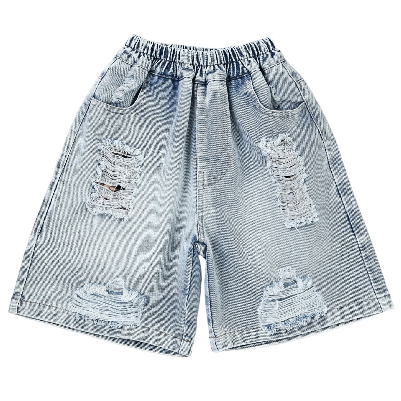 Bottoms for Boys Ripped Denim Distressed Style Boys Stretch Jeans,Blue ...