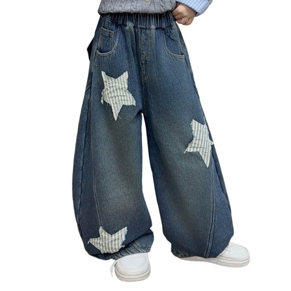 Bottoms for Girls High Waist Lined Denim Jumpsuit Wide Leg Warm Girl'S ...