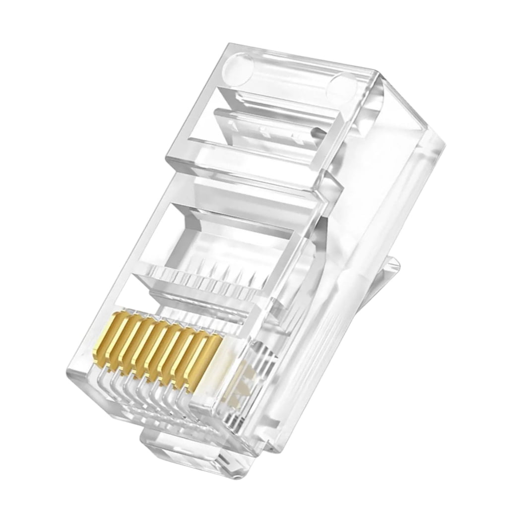 Bottone 100pcs RJ45 Ethernet Connectors Cat5 Ends Transparent Housing ...