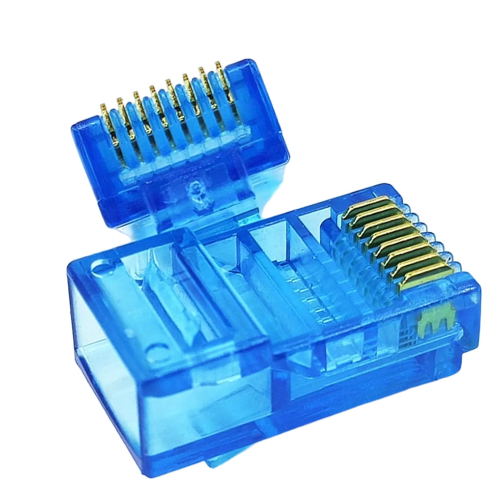 Bottone 100pcs RJ45 Ethernet Connectors Cat5 Ends Transparent Housing ...