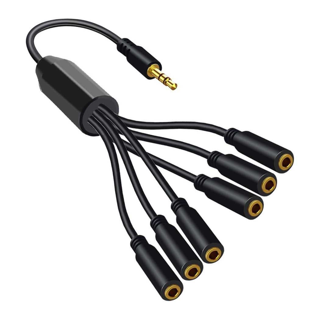 Bottone 3.5mm AUX Cable 1 to 3/4/5/6 Extension Line 3-Section 3.5mm ...