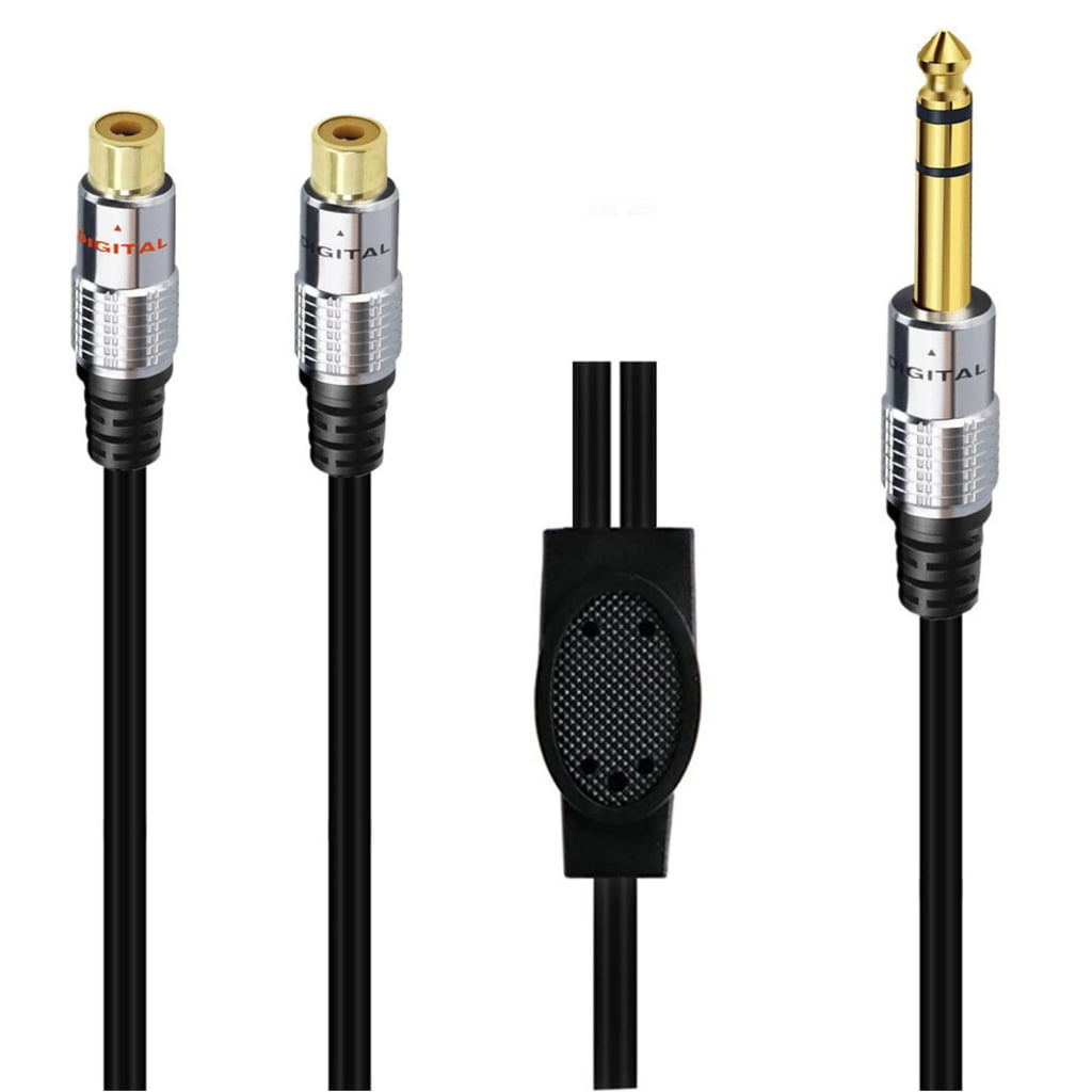 Bottone 6.35mm 1/4inch Stereo Male to 2RCA Female/Male Splitter Adapter Cable Audio Signal ...