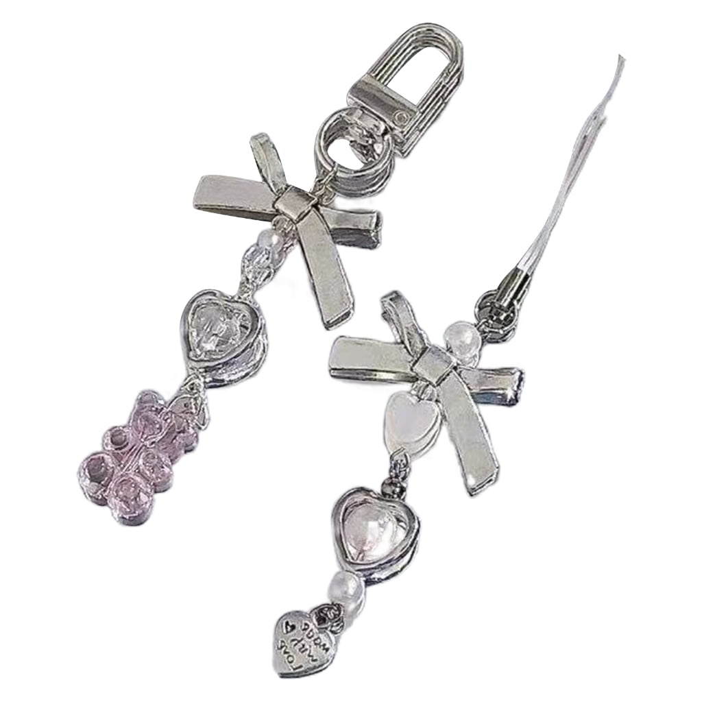 Bottone Acrylic Phone Charm Bear/Heart Pendant Key Chain Silver B0w ...